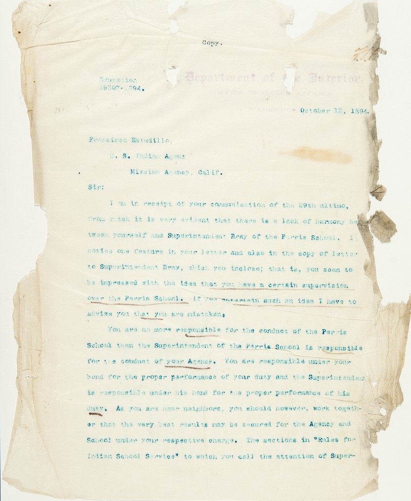 Letter to Francisco Estudillo from Frank C. Armstrong — Calisphere