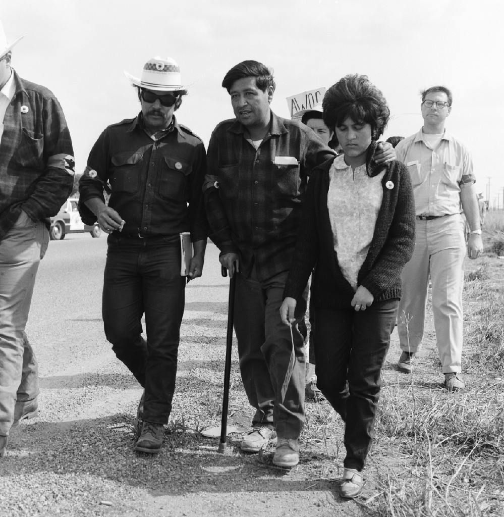 Cesar Chavez & protestors marching — Calisphere