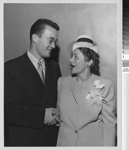 Photograph of Frank Wilkinson and Mrs. Rodger Young — Calisphere