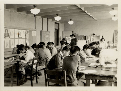 Art class at Poston Relocation Center — Calisphere