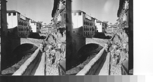 The Albacin, a suburb of Granada, a narrow road between the Albacin and ...