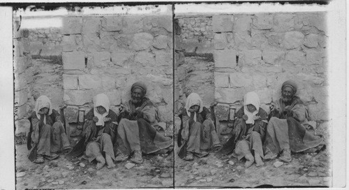 Unclean! Unclean! Wretched lepers outside of Jerusalem. Palestine ...