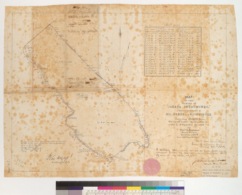 Map of the Rancho of Cañada de Raymundo, finally confirmed to M.L ...