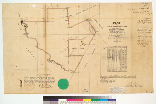 Plat of the Rancho Llano de Santa Rosa, finally confirmed to Joaquin ...