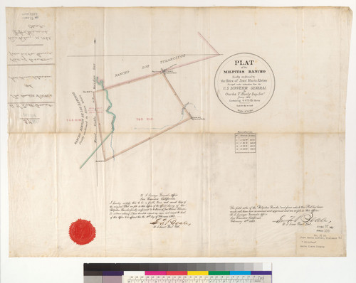 Plat of the Milpitas Rancho, finally confirmed to the heirs of José ...