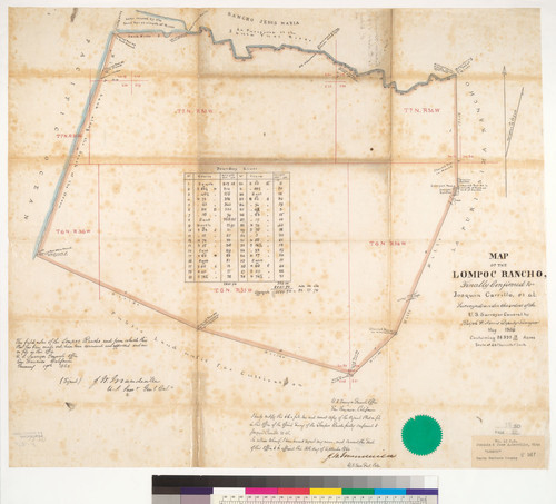 Map of the Lompoc Rancho [Calif.] : finally confirmed to Joaquin ...
