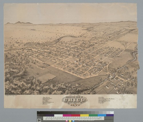 Bird's-eye view of Chico, Butte County, Cal[ifornia], 1871 — Calisphere