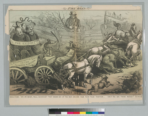 The Balky Team. Uncle Sam, "Say, Mr. Wasp, You'll Never Get That Wagon ...