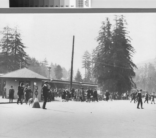 Commuters exiting train at Lytton Square Mill Valley Railroad Station ...