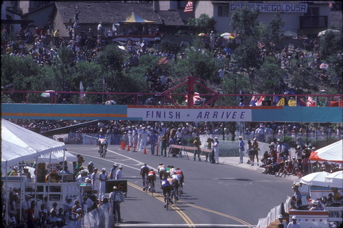 [1984 Olympics Men's Cycling Road Race showing the cyclists as they ...