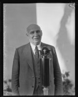 Governor Frank Merriam at the dedication ceremony for the City Hall ...