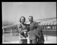 Ex-spouses Helene Barclay and McClelland Barclay at airport, Los ...