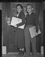 Bonita Granville and Gareth Joplin stand outside Parker Wood's office ...