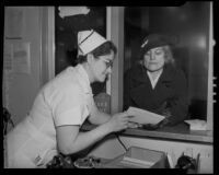 Nurse Louise Rich assists Edna Mae Cooper, Los Angeles, 1936 — Calisphere