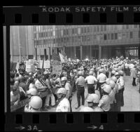 Counter-demonstrators at Neo-Nazi rally lead by Frank Collin in Chicago ...