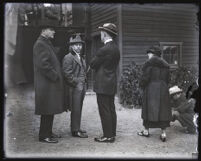 Arthur C. Burch stands between two unidentified men, Los Angeles, 1921 ...