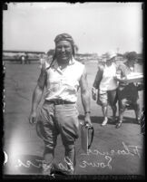 Air pilot Pancho (Florence) Barnes jubilant after a race, Santa Monica ...