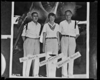 Test pilot Marshall Headle poses with aviators Amelia Earhart and Paul ...