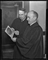 Judges Douglas Lyman Edmonds and Robert Harrison Scott examine a ...