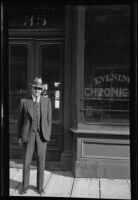 Nevada Governor Fred B. Balzar stands outside the Virginia City Evening ...