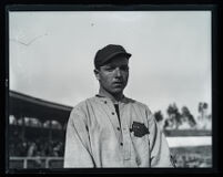 Bud Teachout, pitcher and center fielder for Occidental College, at ...