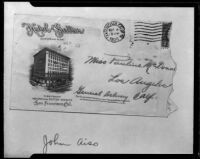 Letter related to Lorraine Wiseman, witness in the Aimee Semple ...