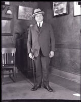 Henry J. Allen, governor of Kansas stands with cane, circa 1919 ...