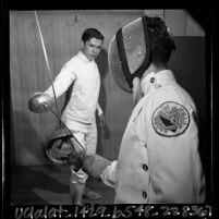 Fencer Carl Borack training with instructor for the World Junior ...