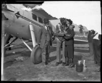 Art Goebel kisses his mother goodbye before embarking on a flight, Los ...