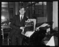 John Burchfield at his going away party, Los Angeles, 1936 — Calisphere