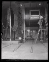 Dr. Clark B. Millikan at the new Caltech wind tunnel, Pasadena, 1929 ...