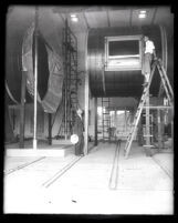 Dr. Clark B. Millikan at the new Caltech wind tunnel, Pasadena, 1929 ...