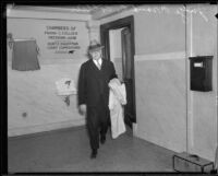 Judge Frank C. Collier leaving his chambers, Los Angeles, 1930s ...