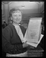 Isabel McCarty holds an affidavit bearing Joseph Stalin's signature ...