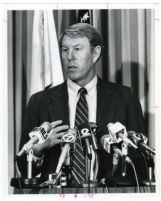 Brad Gates, Orange County Sheriff-Coroner, at a press conference, 1985 ...