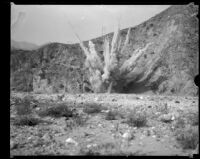 Dynamite blast in San Gabriel Canyon during construction of the San ...