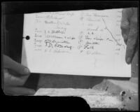 Hotel register used as evidence during the Aimee Semple McPherson ...