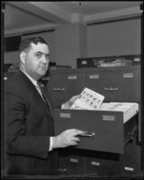Captain Harry A. Doyle, head of police record bureau, Los Angeles, 1935 ...