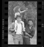 Margaret Prescod with husband Sam Weinstein and daughter, 1986 — Calisphere