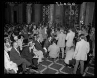 Los Angeles City Council chambers during debate on requiring Communists ...