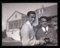 American professional golfer Johnny Farrell receives a wristwatch ...