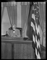 Judge Frank H. Lowe in his courtroom, Glendale, 1930s — Calisphere