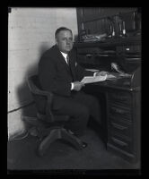 Los Angeles Vice Squad Capt. W. E. Weyerman sitting at his desk, Los ...