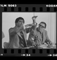 State Senator Alan Robbins with Howard Jarvis during a news conference ...