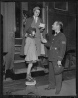 Postal Telegraph messenger, Dick Courtway, picks up Barbara Jean ...