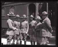 California National Guard 160th Infantry standing next to a train, Los ...