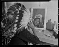 Actor Del Lawrence in an American Indian costume at the Mason Theatre ...