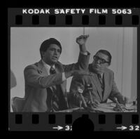 State Senator Alan Robbins with Howard Jarvis during a news conference ...