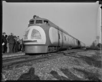 Introduction of Union Pacific's M-10000 streamliner at East Los Angeles ...