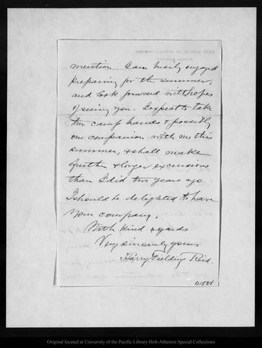 Letter from Harry Fielding Reid to John Muir, 1892 May 25 — Calisphere